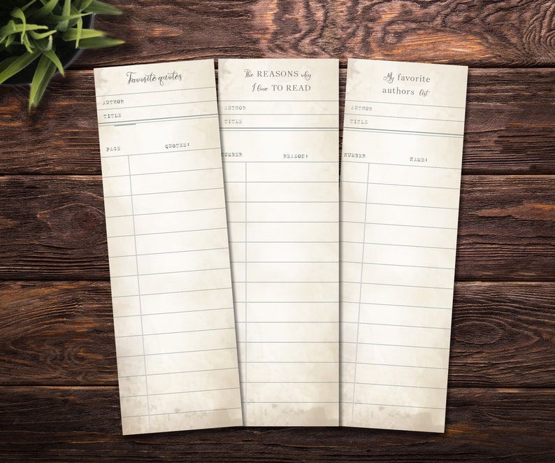 Printable List Bookmarks / Vintage Library Card Bookmarks / Vintage ...