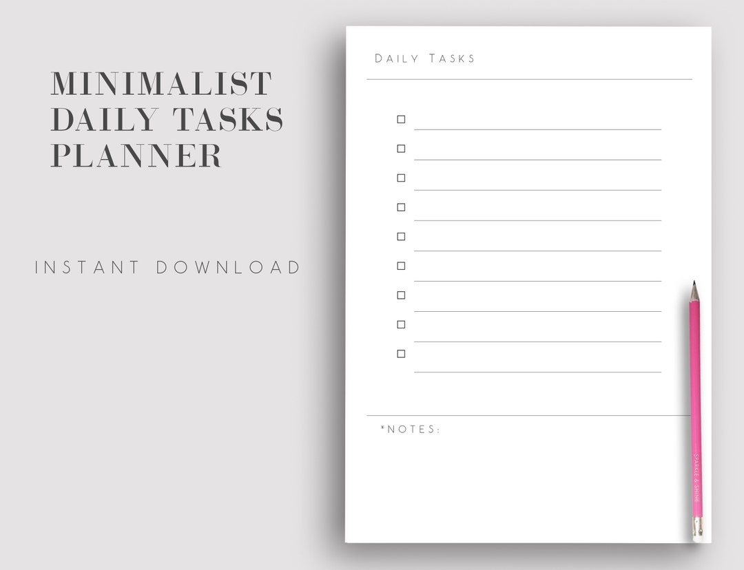 Printable Elegant Planner Page - Daily Tasks - Minimalist Elegant Daily ...