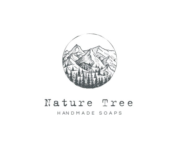 Unique Hand Drawn Nature in a Circle Logo Design Very Rustic | Etsy