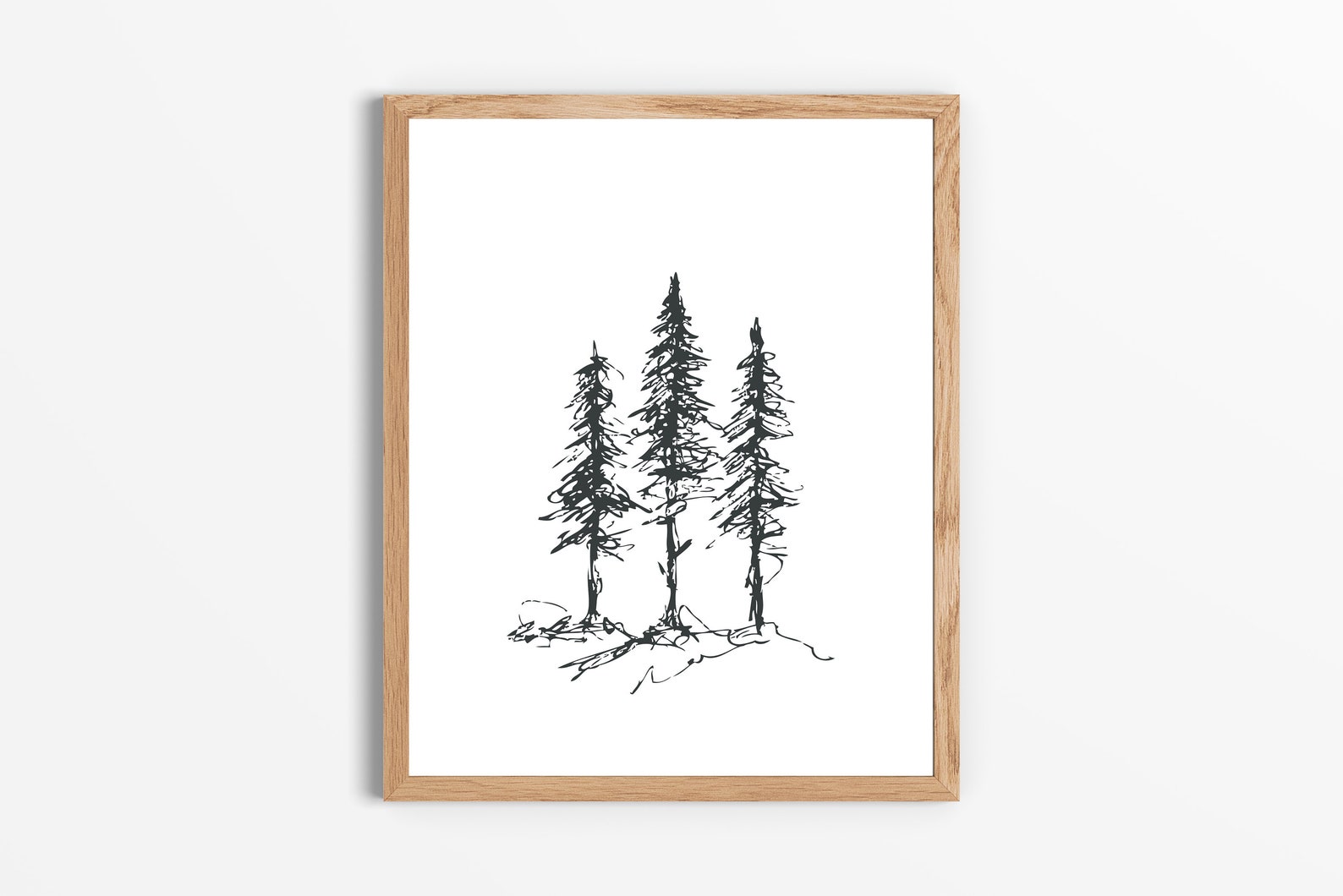Printable Art With Hand Drawn Pine Trees - Sketch Style Drawing- Pines ...
