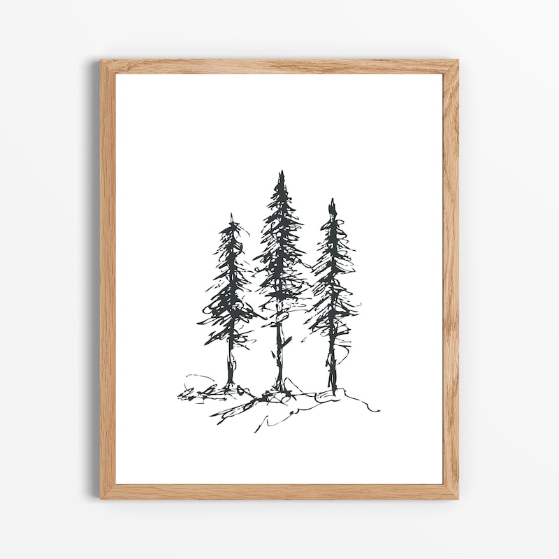 Tree Drawing Digital Art - Etsy