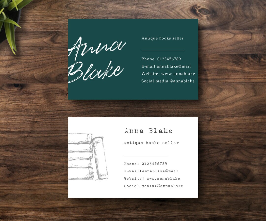 Premade Elegant Business Card Design Book Seller Business Card ...