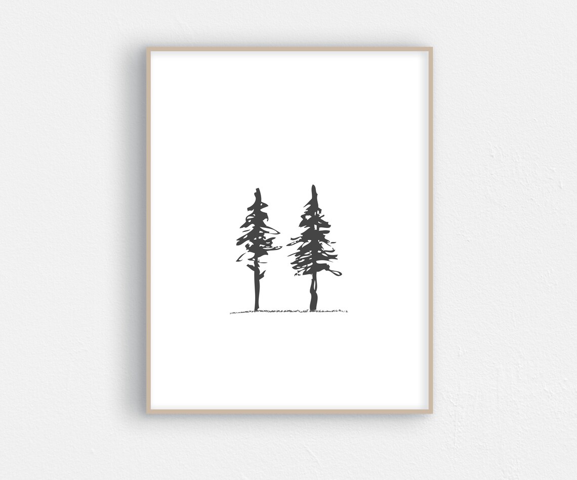 Hand Drawn Trees Printable Art Printable Trees Art Minimalist Trees ...