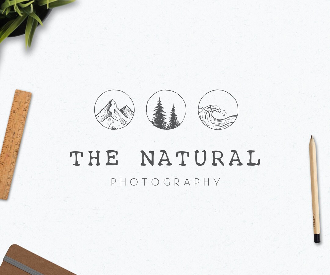 Premade Hand Drawn Logo Design - Rustic Logo Design - Photography Logo ...