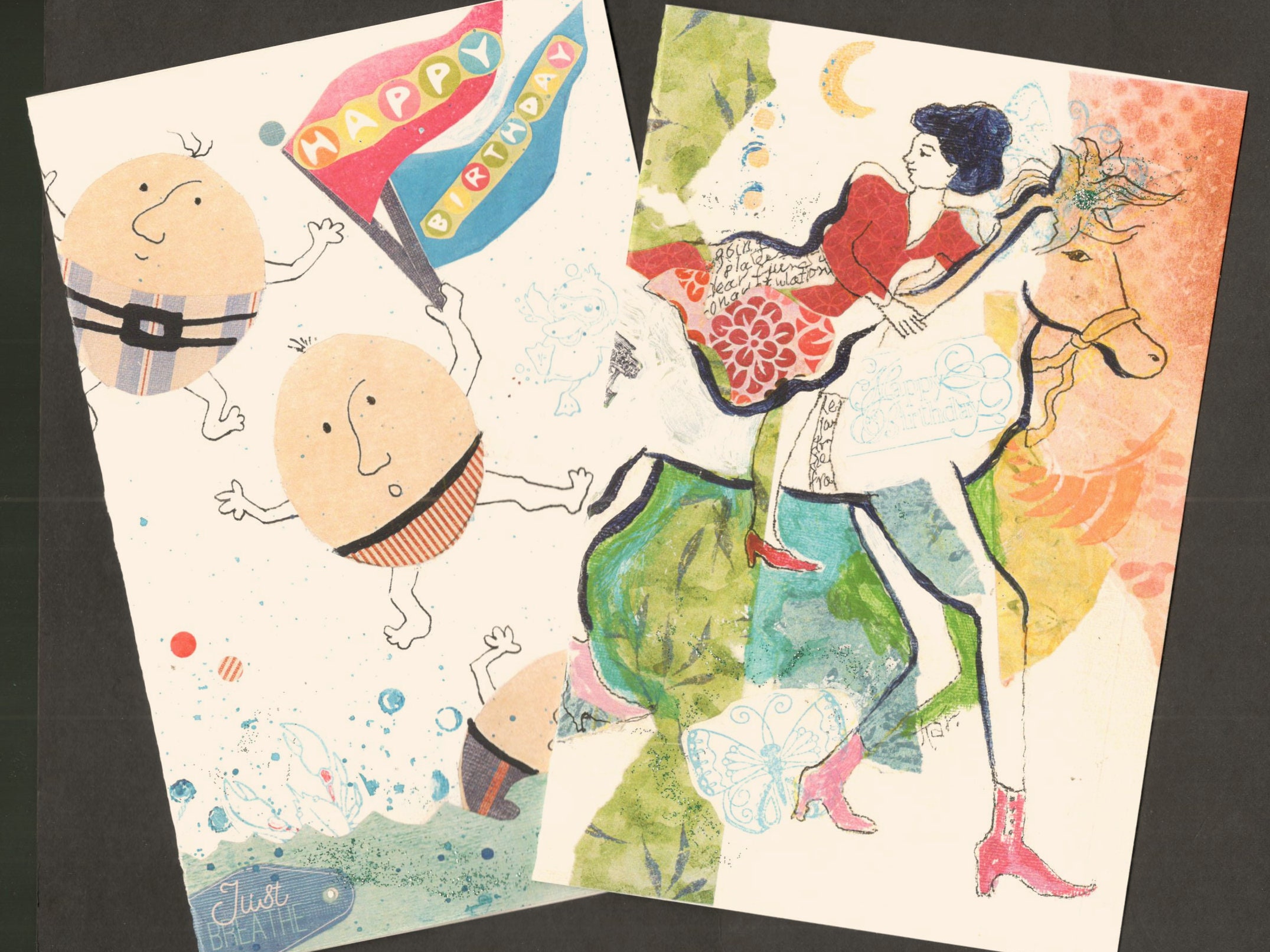 Collage Birthday Cards, Humpty Dumpty, High Horse, Karlene Voepel - Etsy