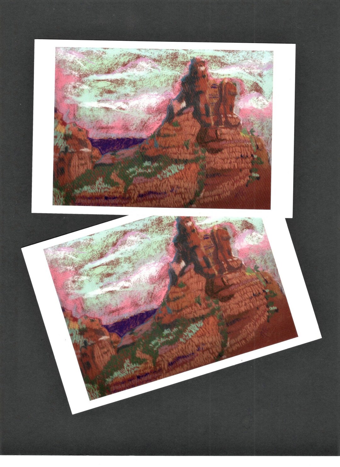 Bell Rock Sedona Art Card: Handmade Pastel Painting Note Card, Postcard ...