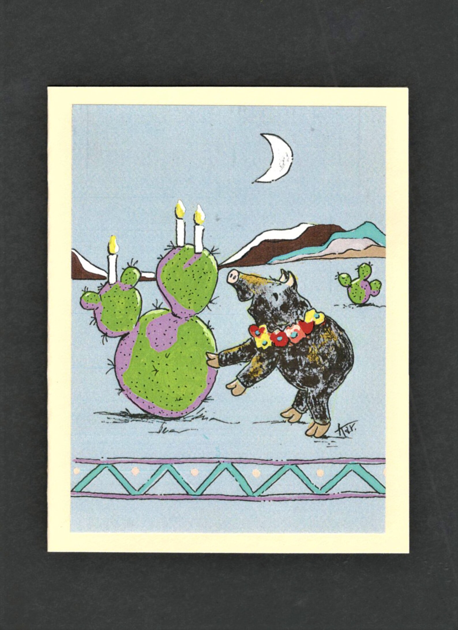 Javelina Birthday Card, Lit up Prickly Pear Cactus, Karlene Voepel ...
