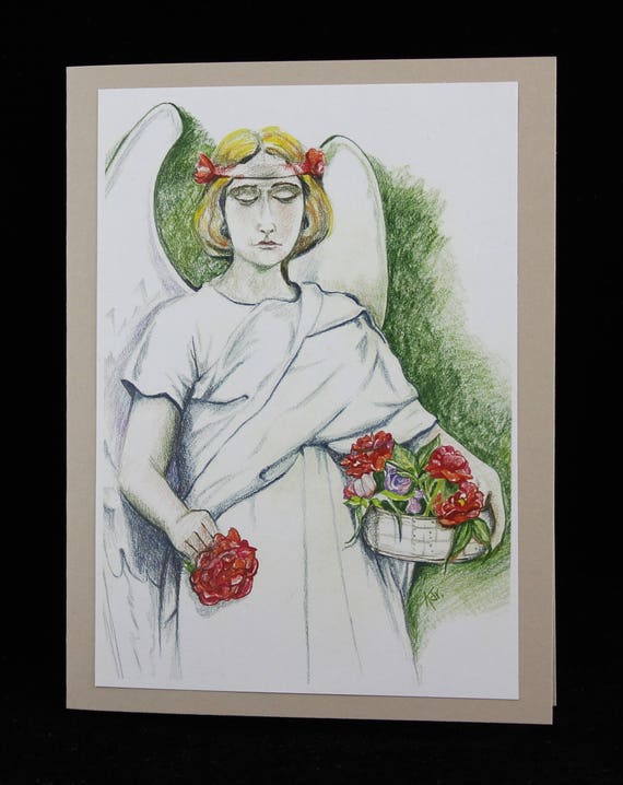 Angel Note Cards Handmade Sympathy Art Cards From Drawings by | Etsy