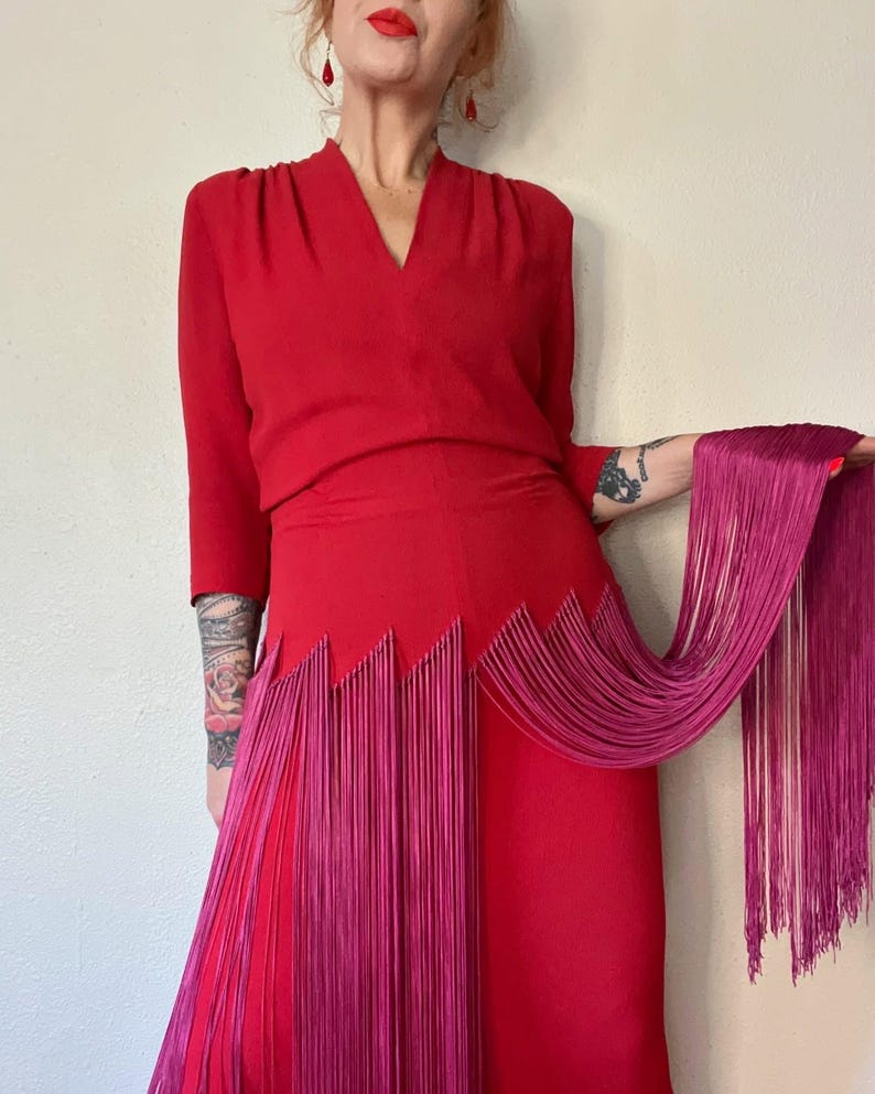 Rare Vintage Late 1930s/early 1940s Dusty Rose & Bright Raspberry Full ...