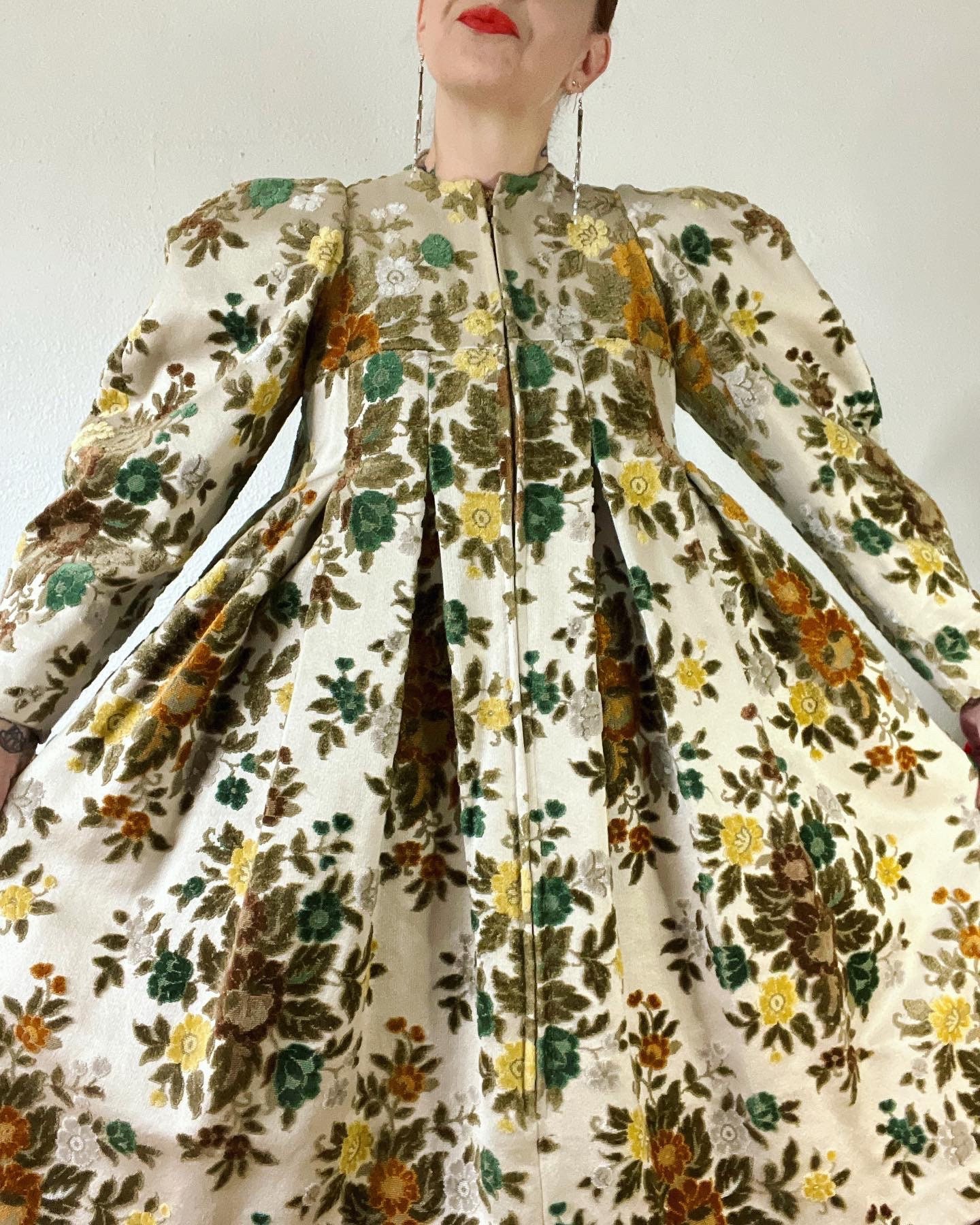 Vintage Custom Made in the 1960’s Floral Carpet Tapestry Dress, With ...