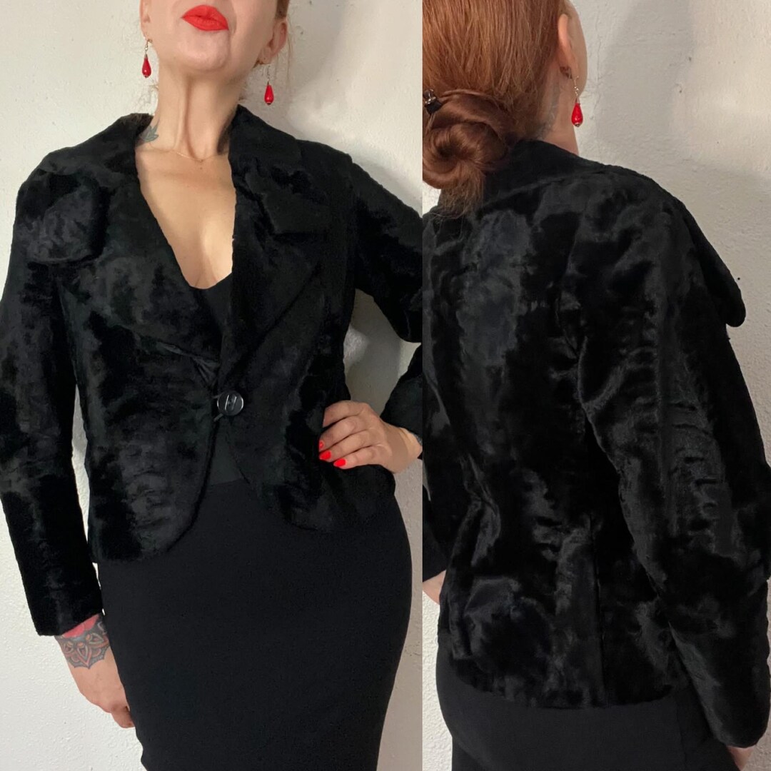 Antique/vintage 1930’s NRA Label Black Crushed Velvet Faux Fur Like ...