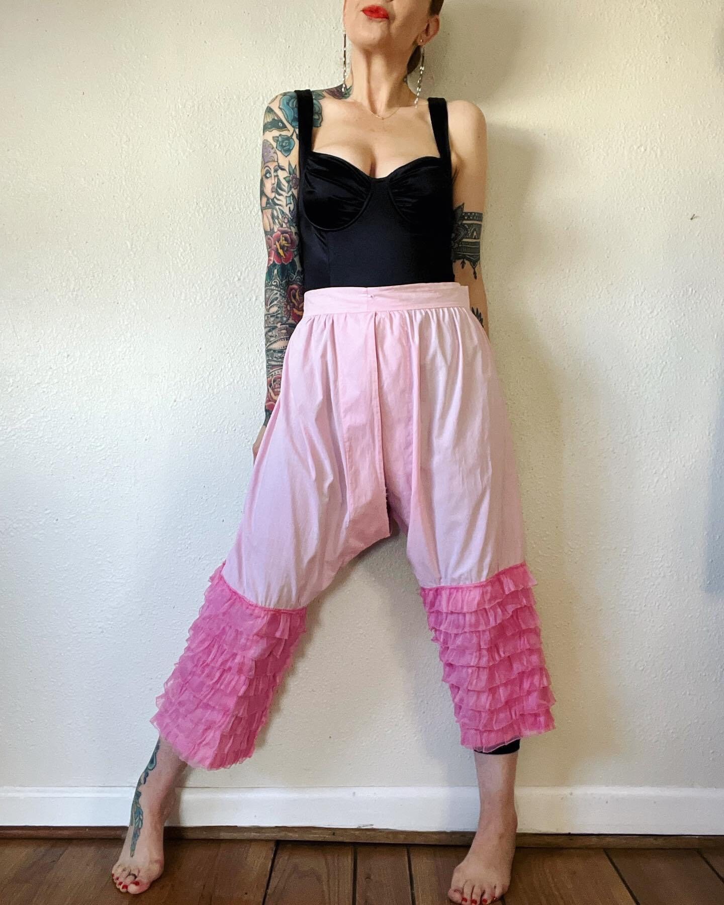 Antique Edwardian/victorian Bubblegum Pink Cotton Split Crotch Bloomers ...