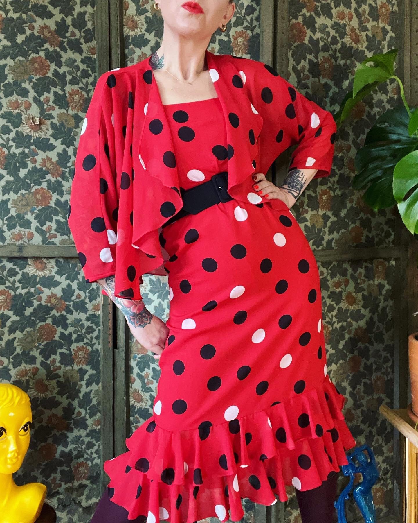 Vintage Late 1970s/early 1980s True Red Voile Dress and Jacket Set With ...