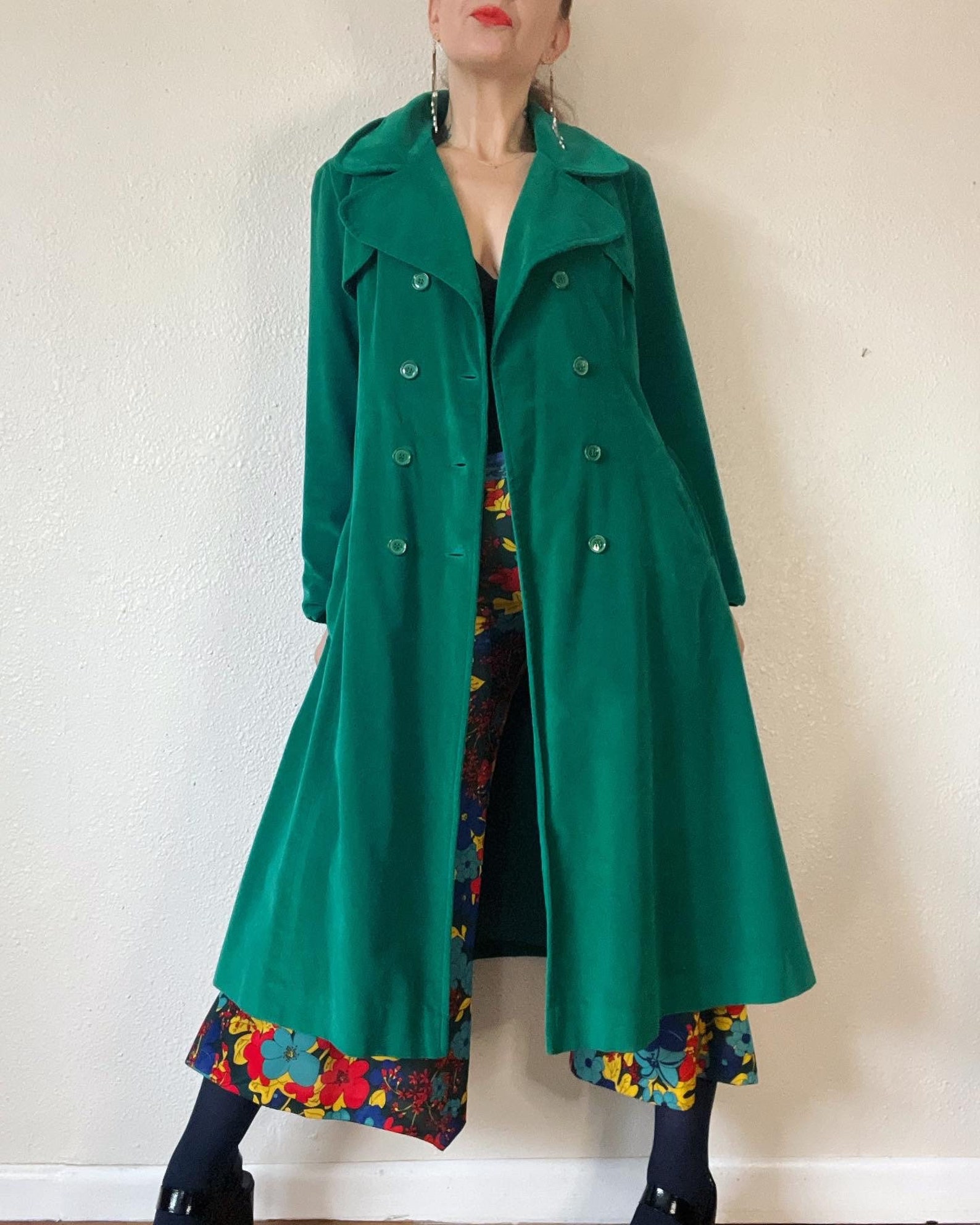 Vintage 1960’s Designer Marguerite Rubel Emerald Green Cotton Velvet ...