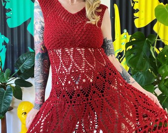 Red Crochet Dress - Etsy