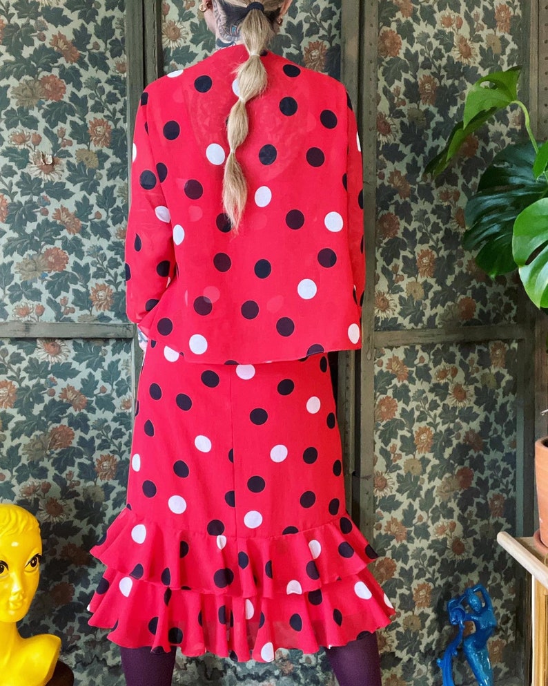 Vintage Late 1970s/early 1980s True Red Voile Dress and Jacket Set With ...