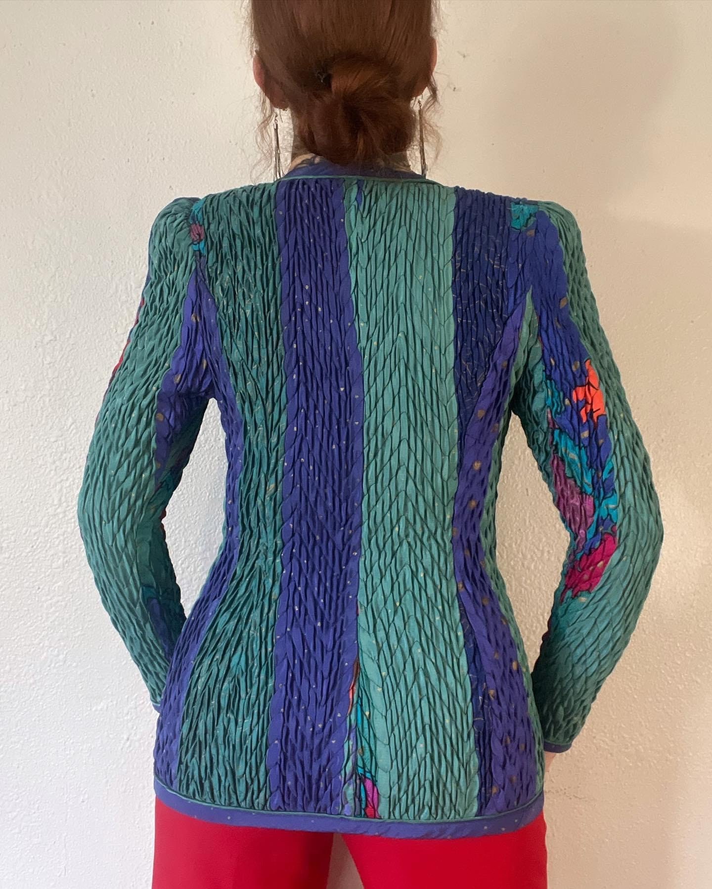 Vintage 1980’s Jeanne Marc Color Splash of Teal, Red, Orange, Purple ...
