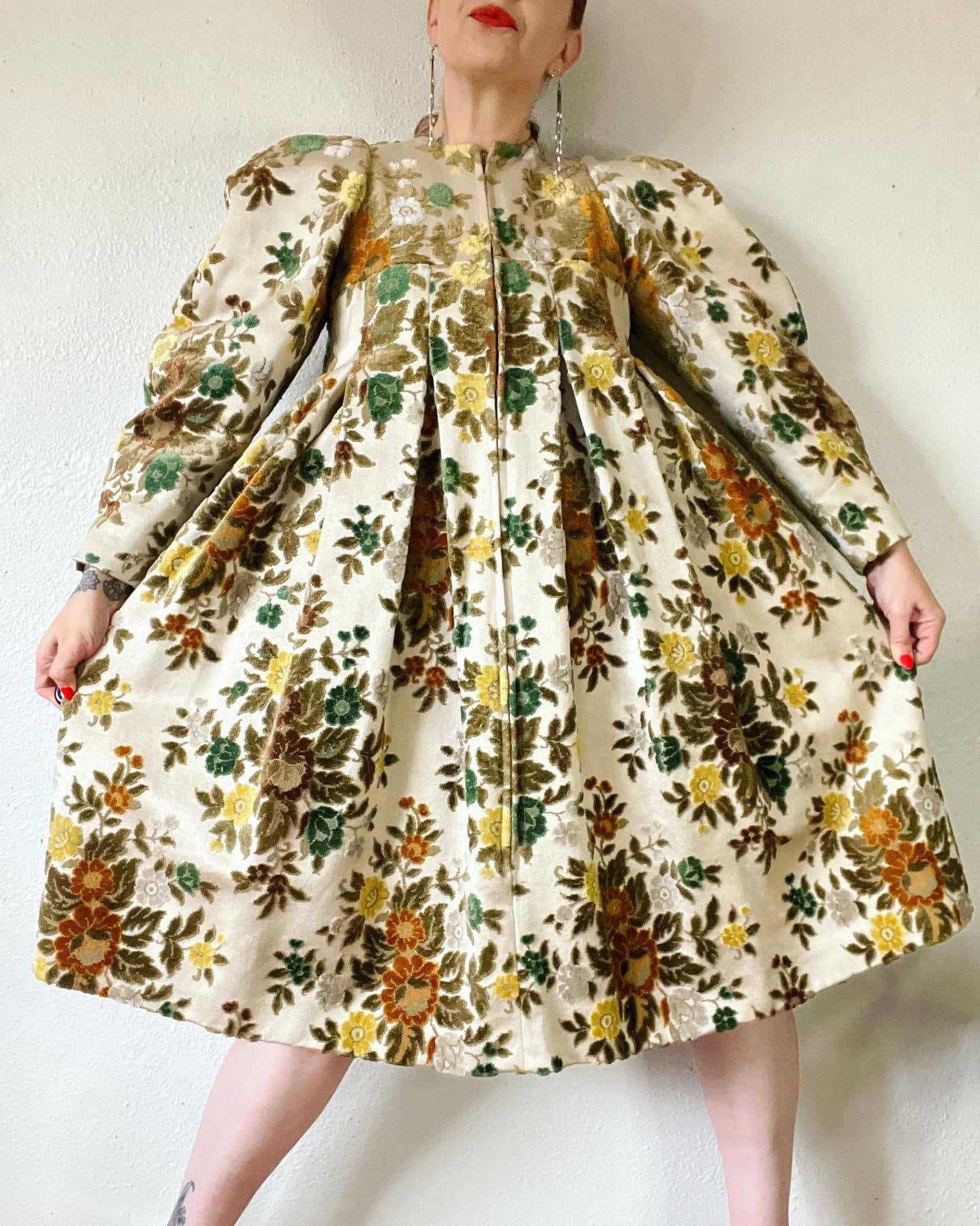 Vintage Custom Made in the 1960’s Floral Carpet Tapestry Dress, With ...