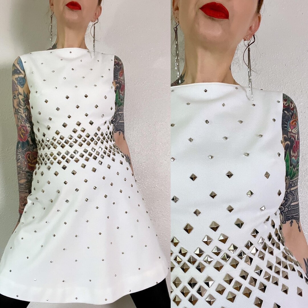 Rare Vintage 1960’s Designer Sydney North White Crepe Mini Mod Dress ...