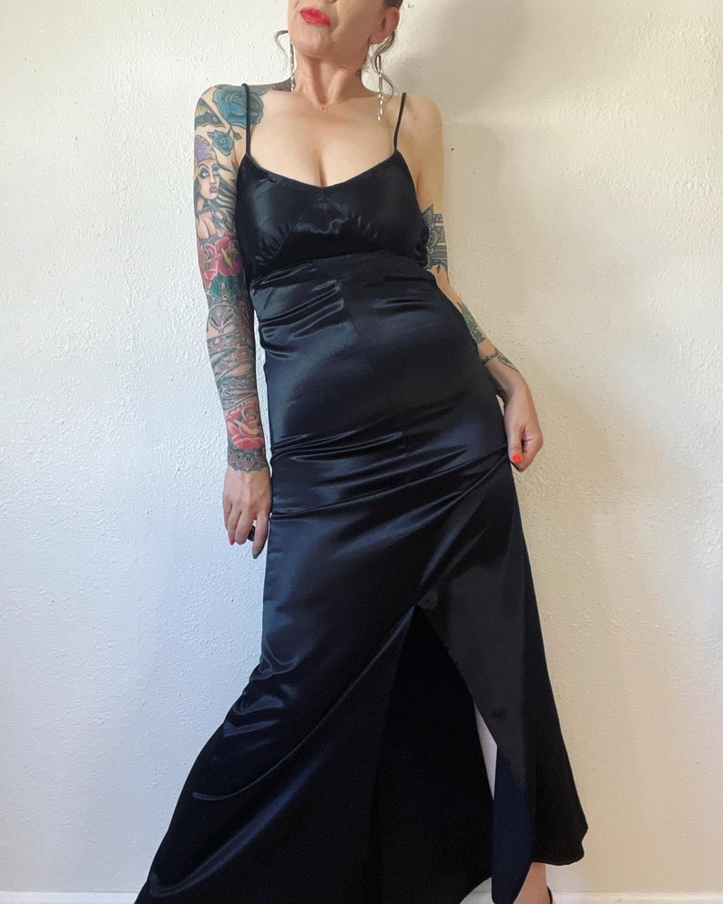 Vintage/antique 1930’s Old Hollywood Black Liquid Hammered Rayon Satin ...