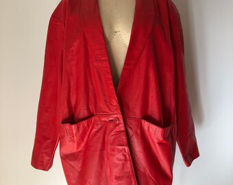 Cherry Red Leather Jacket - Etsy