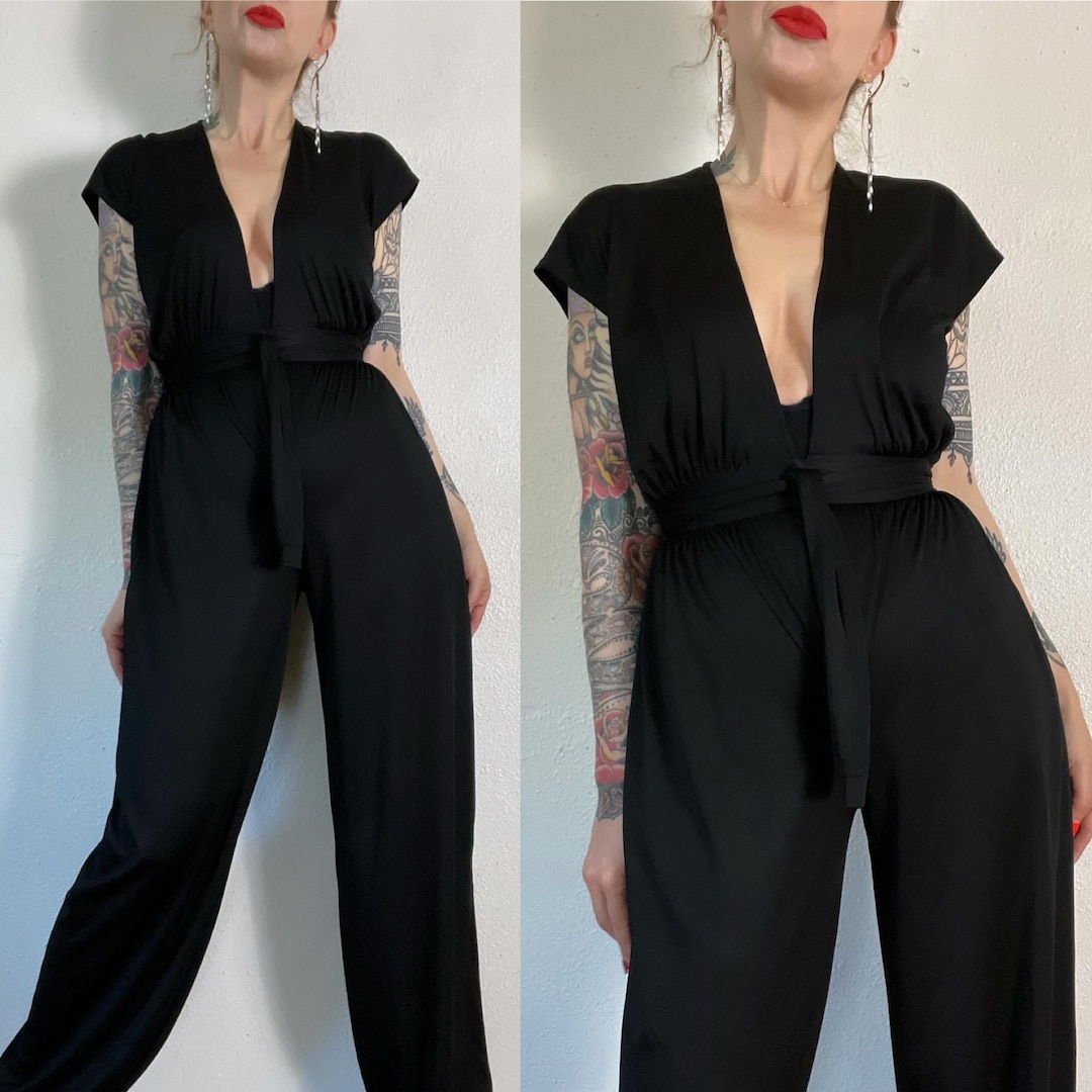 Vintage 1970’s Young Edwardian by Arpeja Black Slinky Knit Harem ...