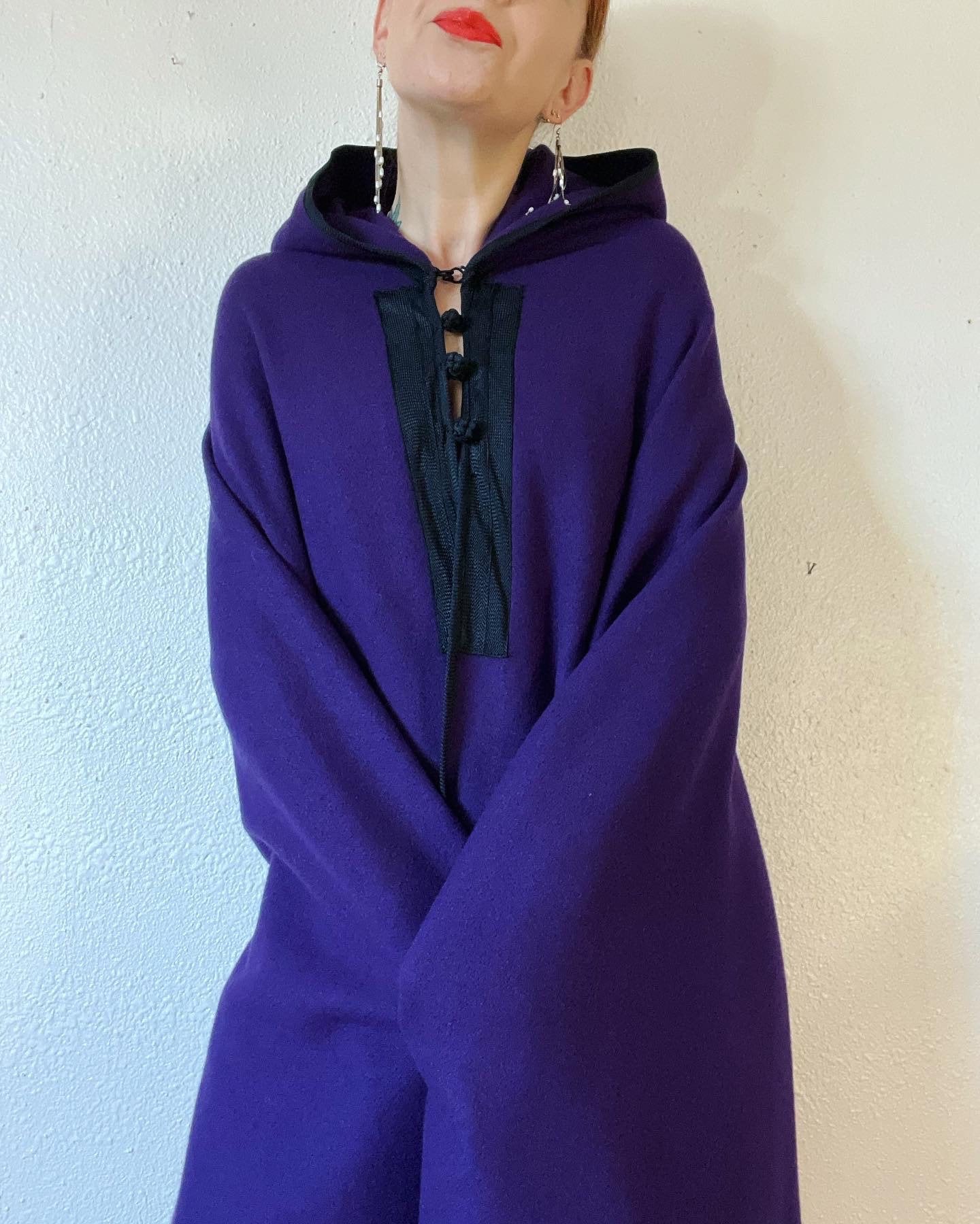 Vintage 1970s Indigo Purple Wool Cape/cloak With Loads of Volume ...