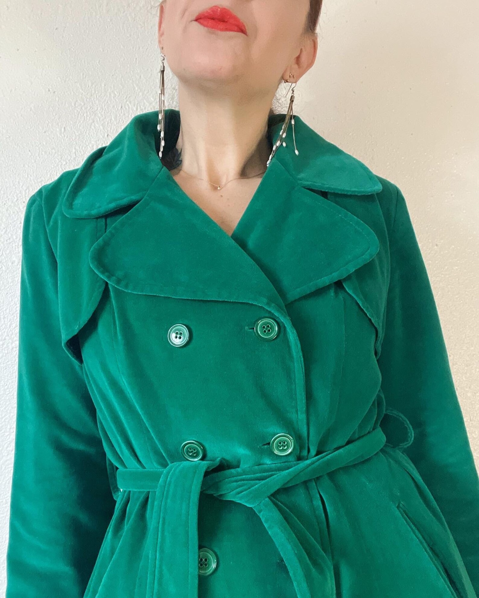 Vintage 1960’s Designer Marguerite Rubel Emerald Green Cotton Velvet ...