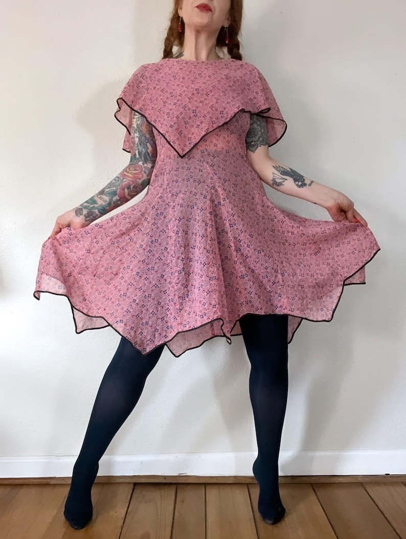 Antique 1920’s Pink Deco Floral Calico Print Sheer Cotton Voile Day ...