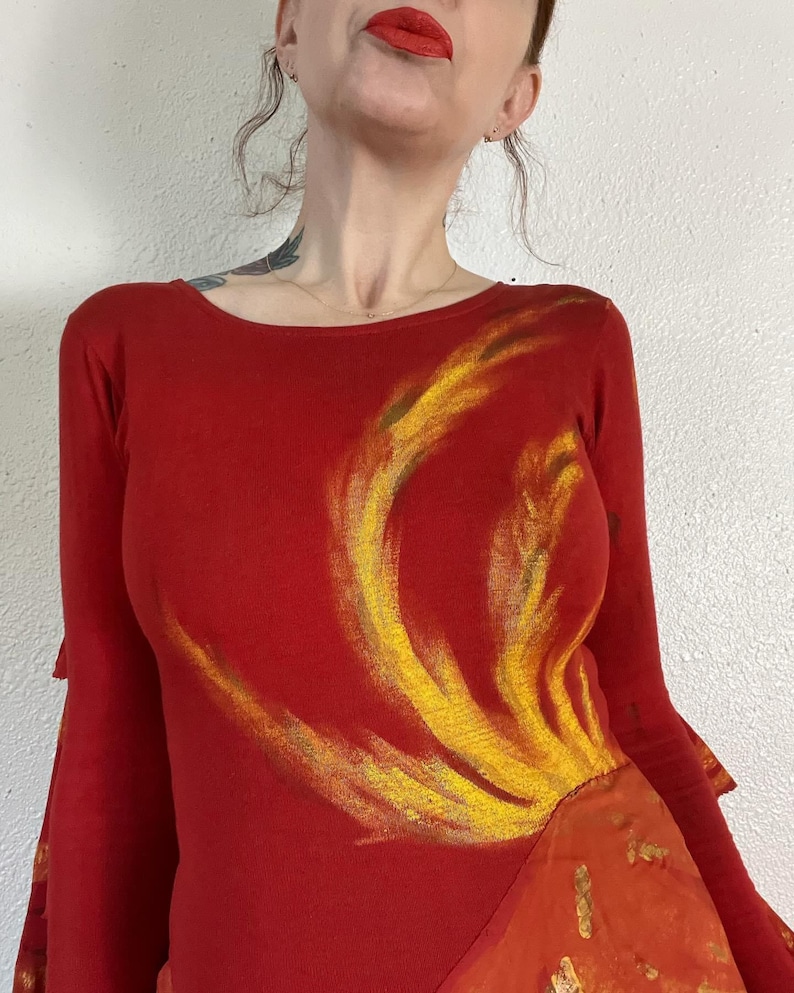 Antique/vintage 1930’s/1940’s Hand Painted Stage Costume in a Fiery Red ...