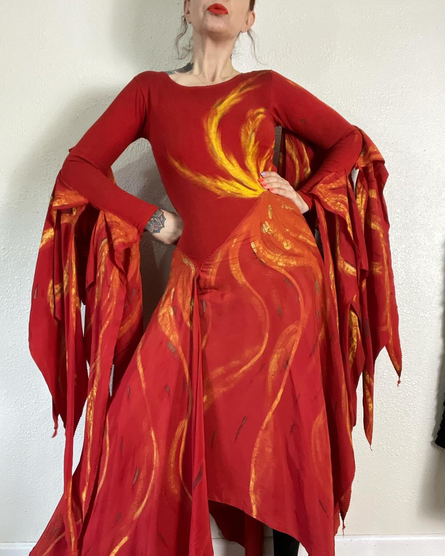Antique/vintage 1930’s/1940’s Hand Painted Stage Costume in a Fiery Red ...