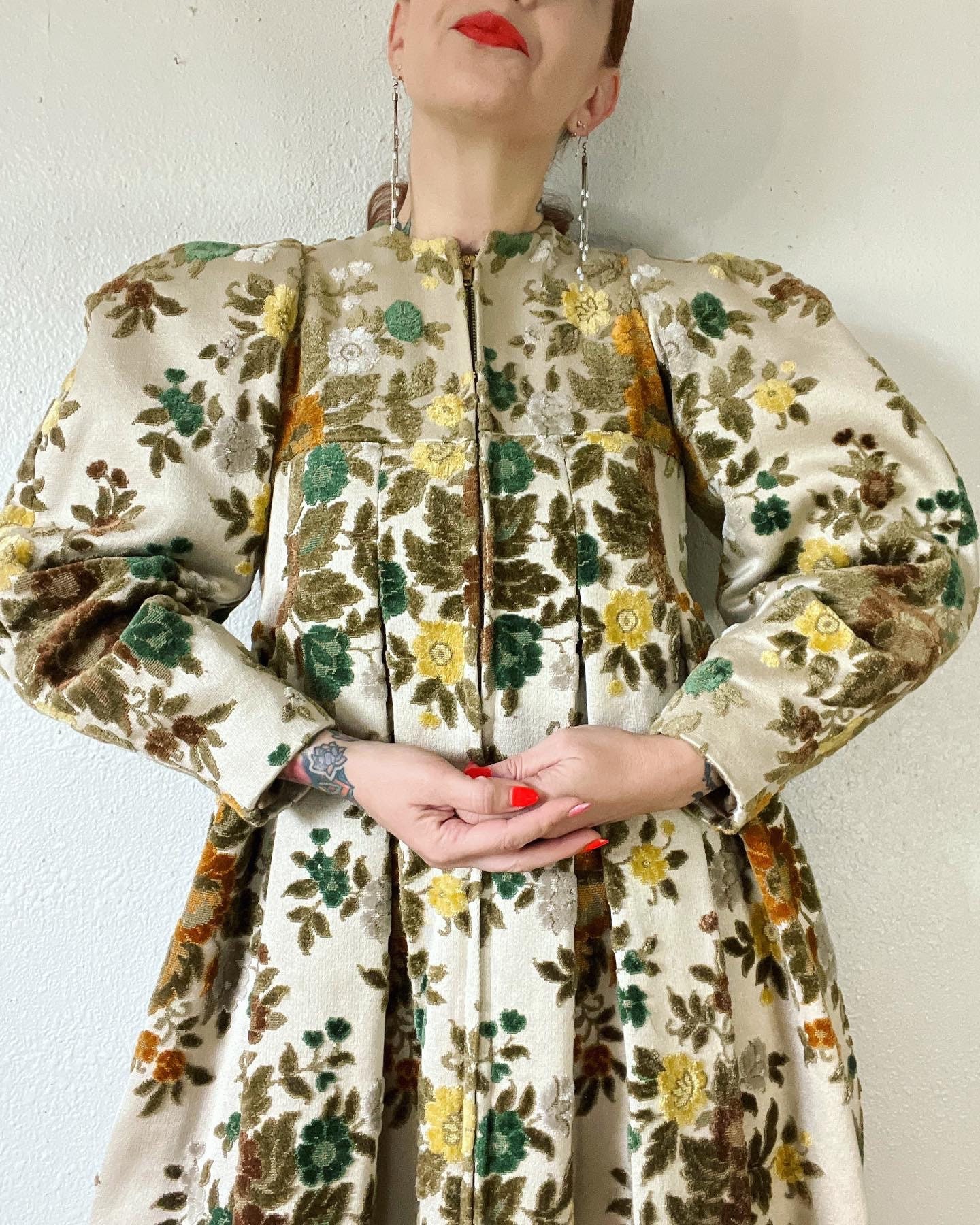 Vintage Custom Made in the 1960s Floral Carpet Tapestry Dress, With ...