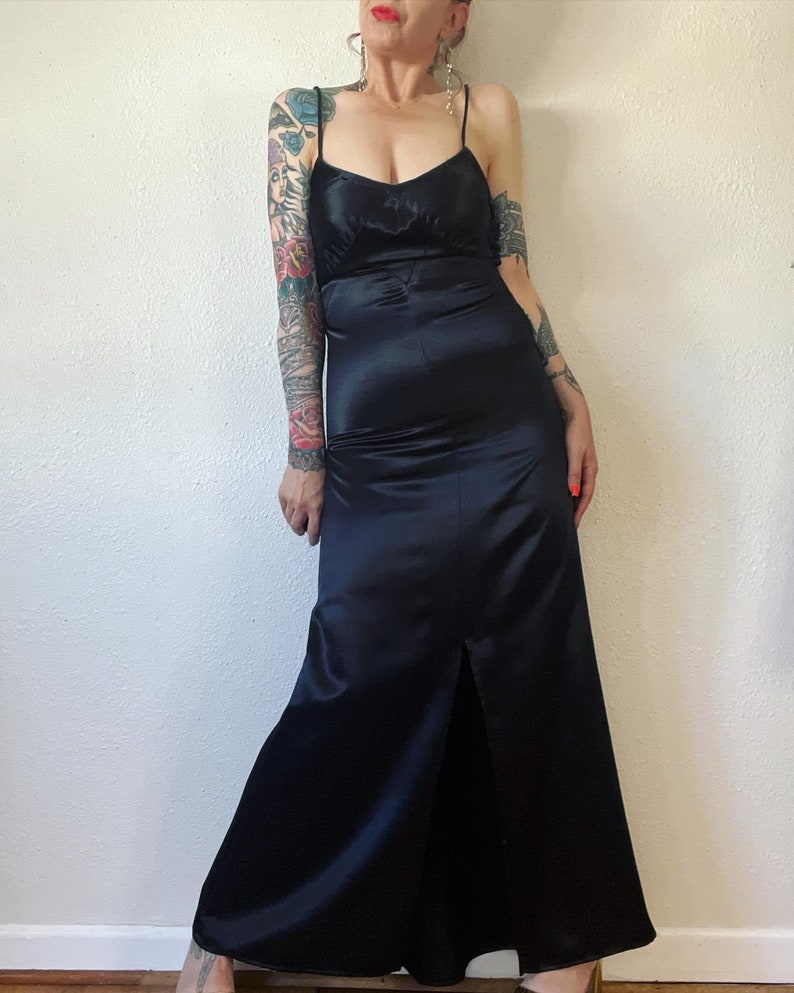 Vintage/antique 1930’s Old Hollywood Black Liquid Hammered Rayon Satin ...