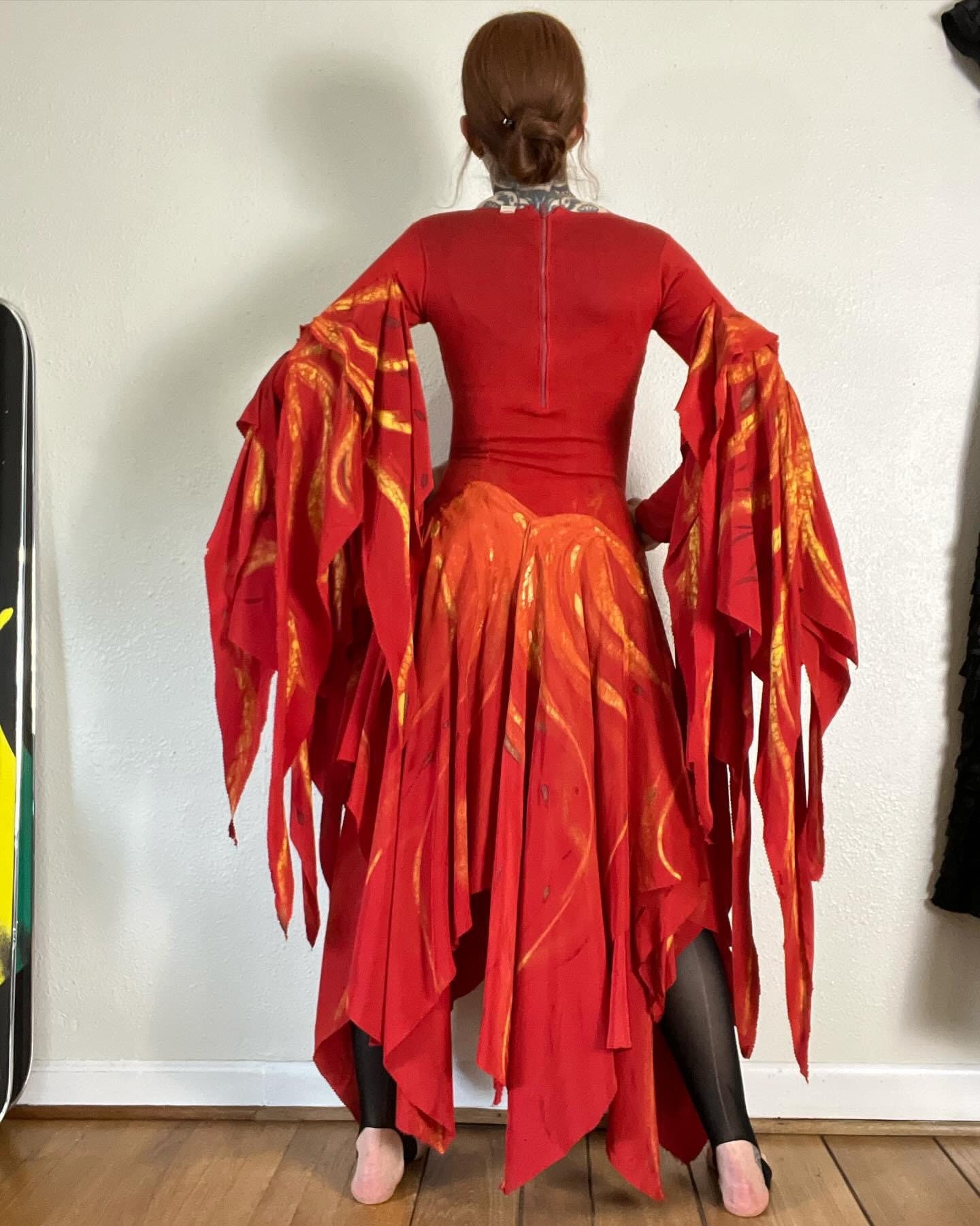 Antique/vintage 1930’s/1940’s Hand Painted Stage Costume in a Fiery Red ...