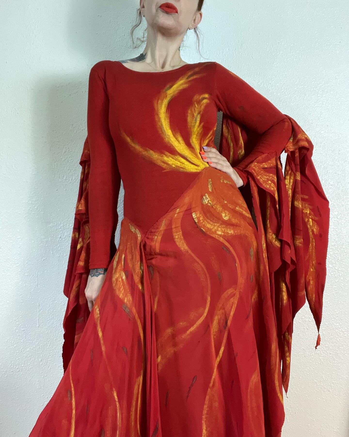 Antique/vintage 1930’s/1940’s Hand Painted Stage Costume in a Fiery Red ...