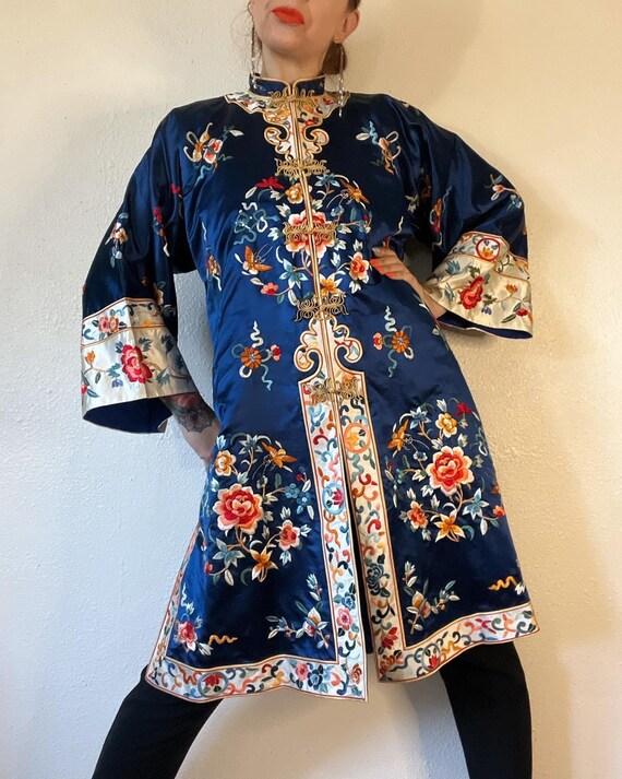 Antique/Vintage 1920’s/1930’s sapphire blue silk robe… - Gem