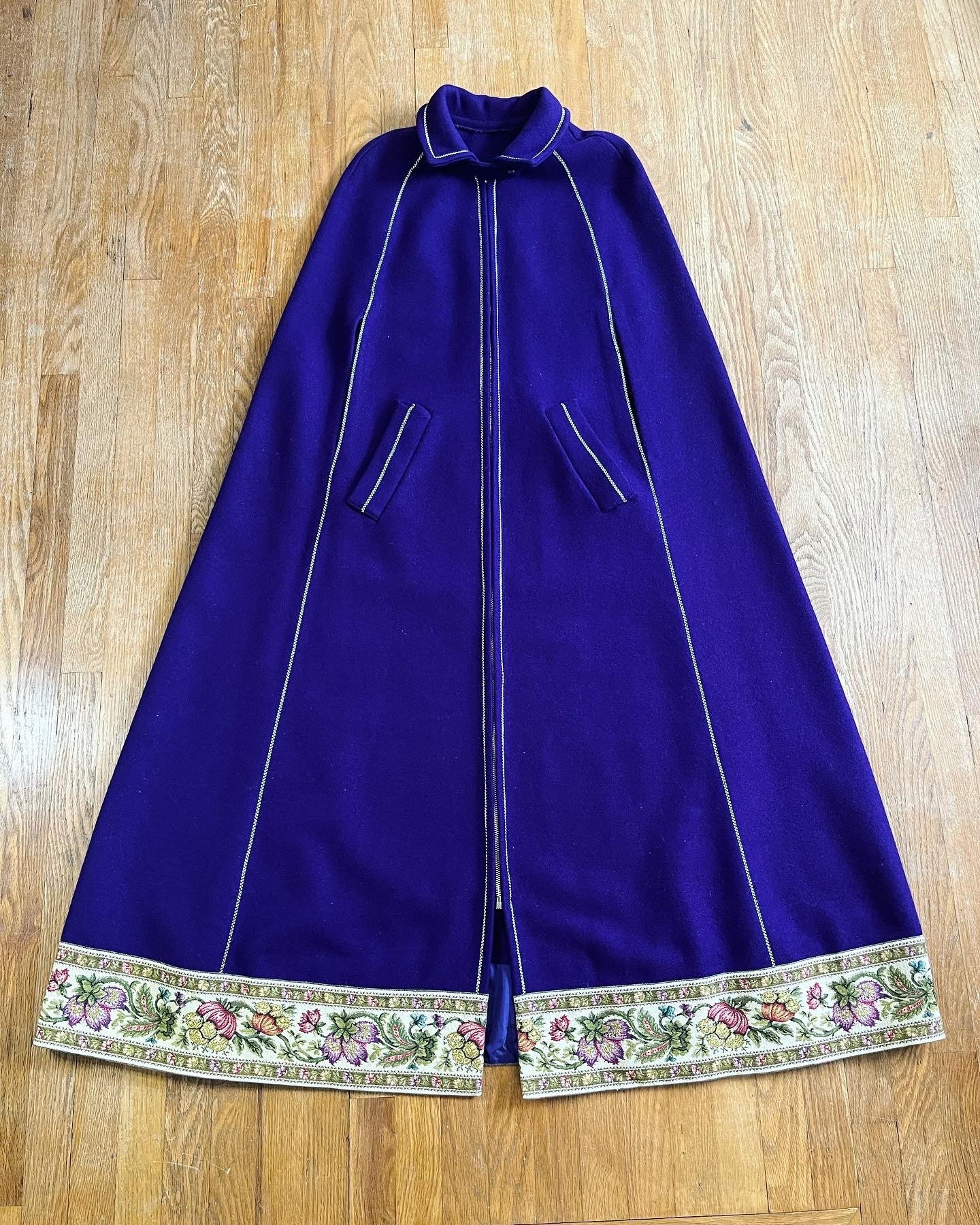 Vintage 1960’s Brightest Dark Purple Wool Cape With Tonal Confetti ...