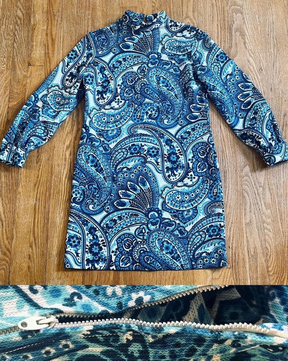 Vintage 1960’s oceanic shades of blue psychedelic flo… - Gem