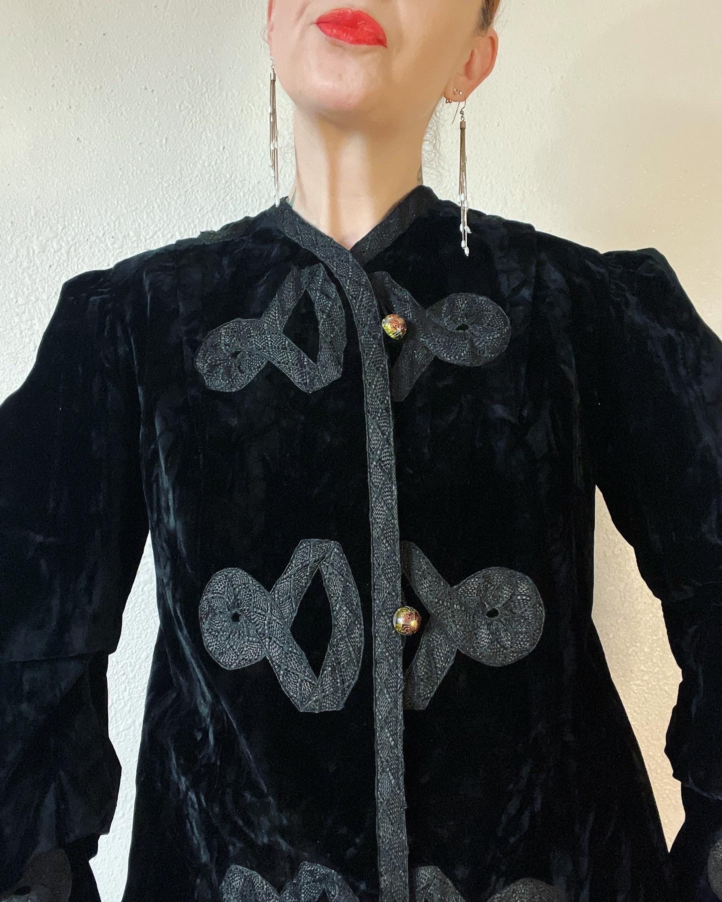 Antique Edwardian/victorian Black Velvet Jacket With Stunning - Etsy