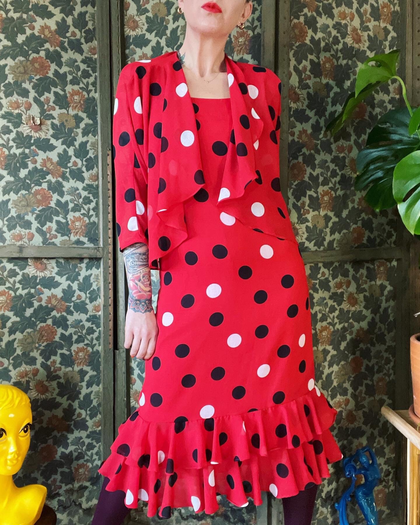 Vintage Late 1970s/early 1980s True Red Voile Dress and Jacket Set With ...