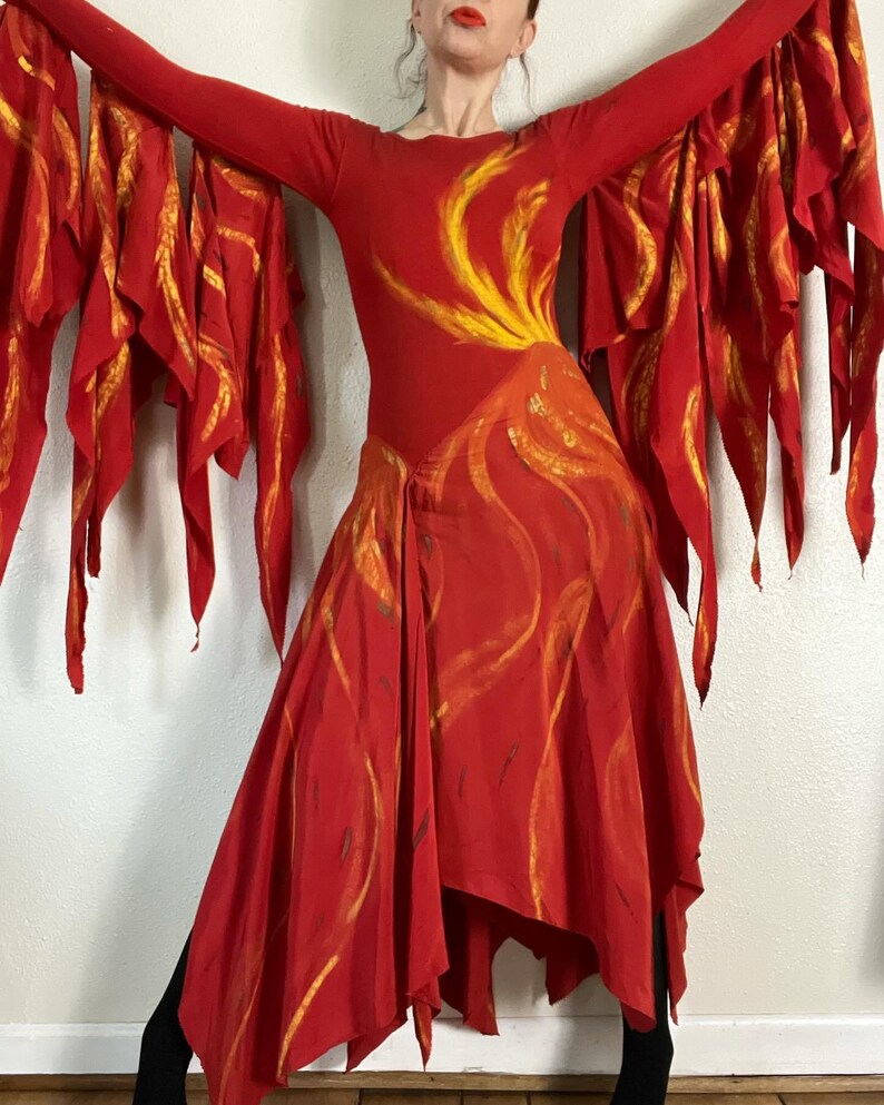 Antique/vintage 1930’s/1940’s Hand Painted Stage Costume in a Fiery Red ...