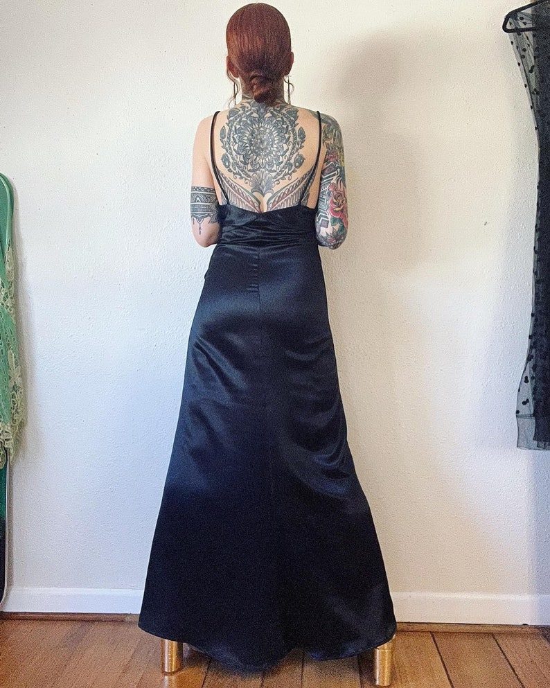 Vintage/antique 1930’s Old Hollywood Black Liquid Hammered Rayon Satin ...