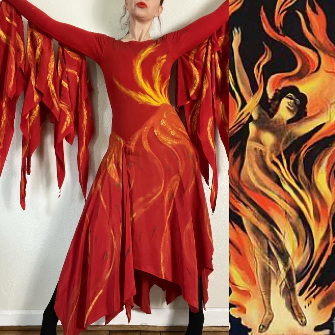 Antique/vintage 1930’s/1940’s Hand Painted Stage Costume in a Fiery Red ...