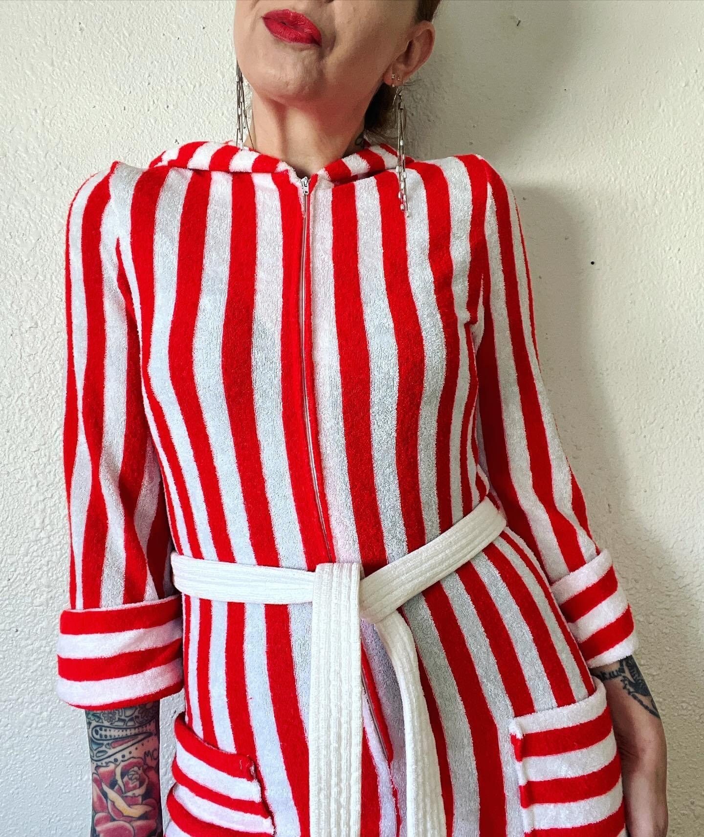 Vintage 1960s/1970s Neon Dayglo Red & White Stripe - Etsy