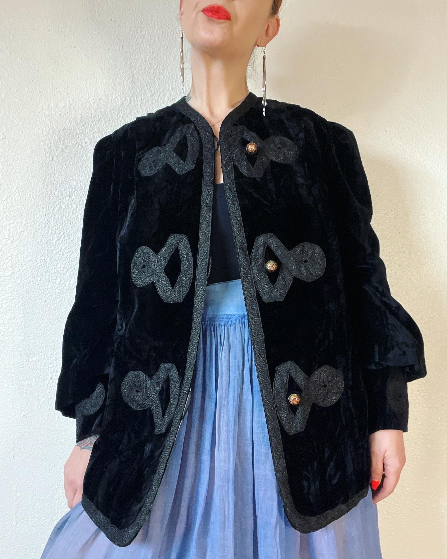 Antique Edwardian/victorian Black Velvet Jacket With Stunning - Etsy