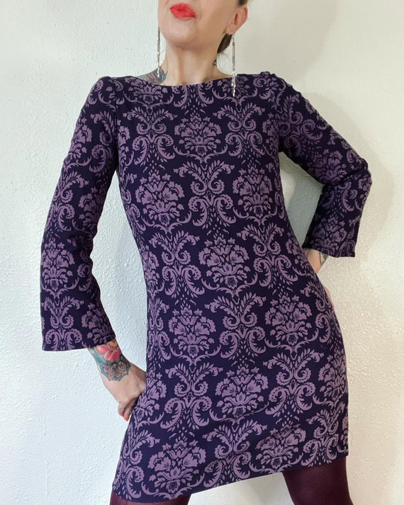 Vintage 1960’s deep purple baroque damask knit tapest… - Gem