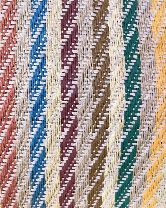 Deadstock Vintage 1940’s striped woven jute extra lar… - Gem