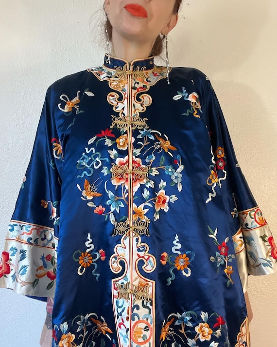 Antique/Vintage 1920’s/1930’s sapphire blue silk robe… - Gem