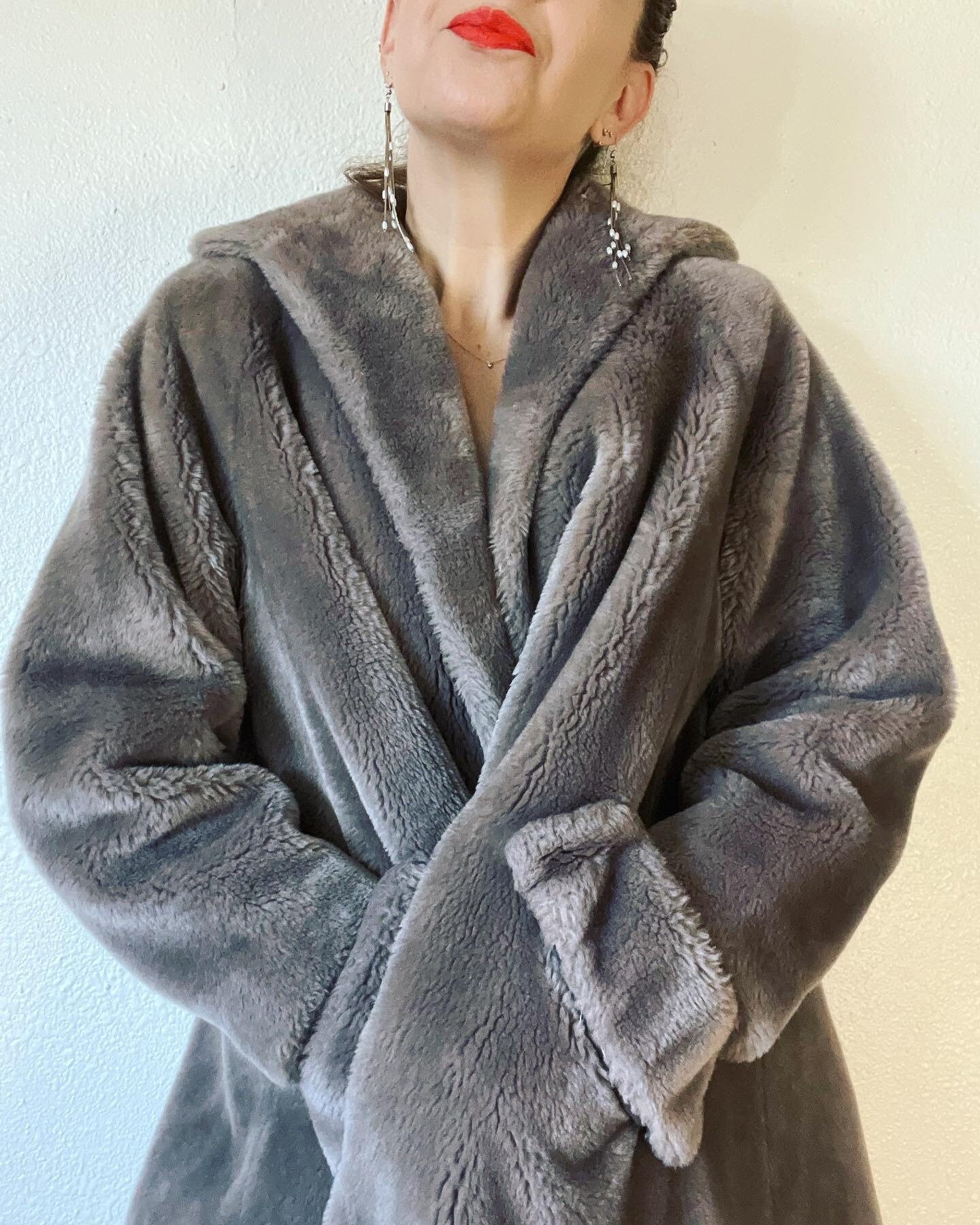 Vintage 1950s Cloud Grey Teddy Bear Raglan Sleeve Swing Coat With ...