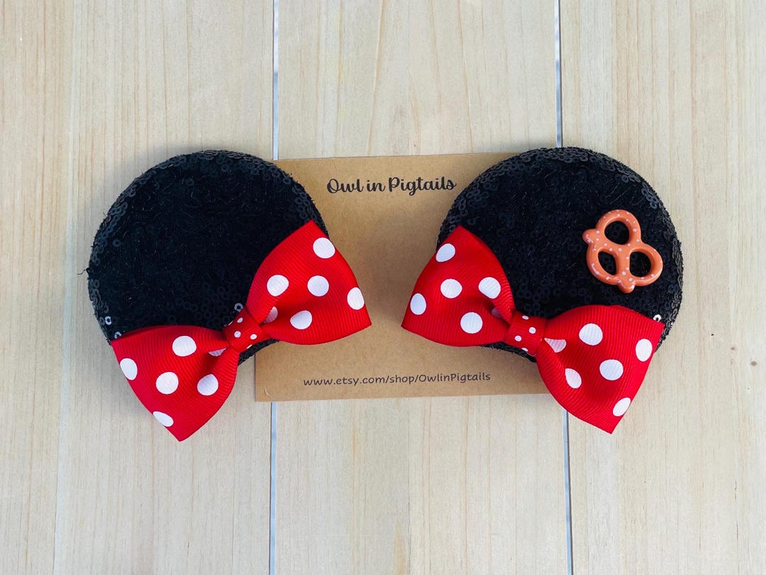 Minnie Mouse Ear Clips Pretzel Minnie Ears Red Minnie Ear Clips With ...